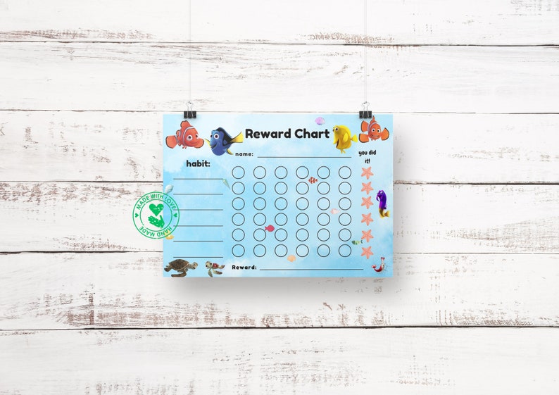 Finding Nemo Movie Reward Chart for Kids, Digital, Printable A4 ...