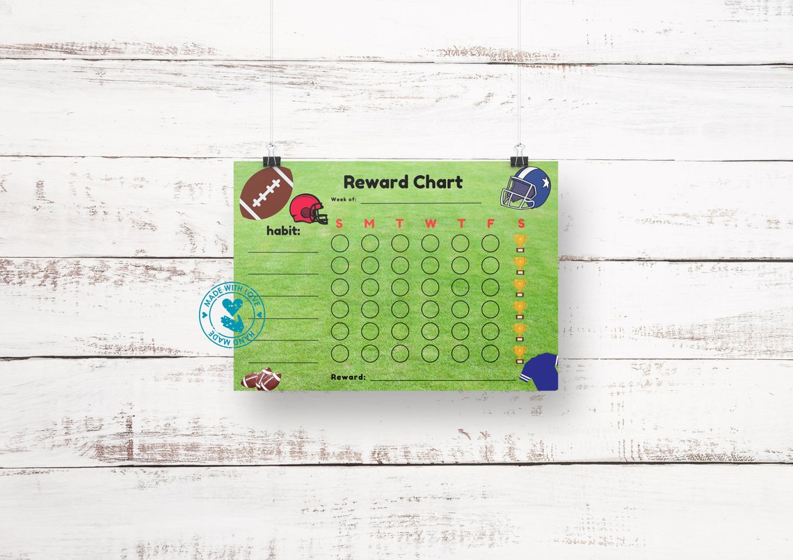 American Football Reward Chart for Kids, Habit Tracker, Behaviour ...