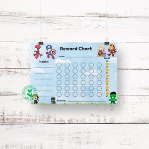 Superhero Reward Chart for Kids, Behaviour Chart, Habit Tracker, Super ...