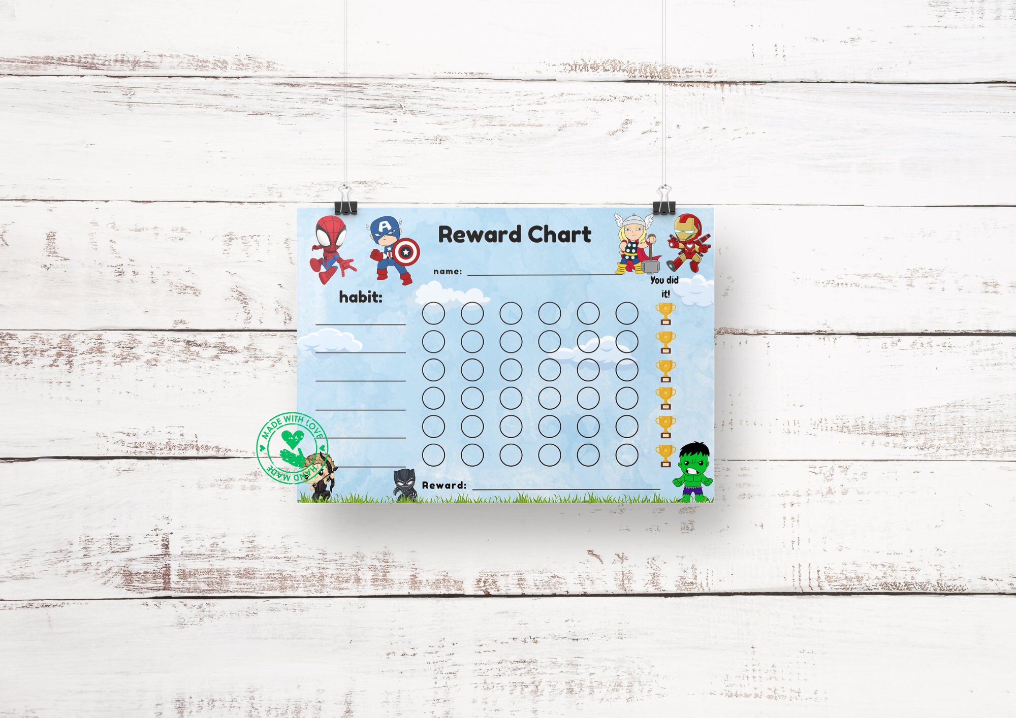 Superhero Reward Chart for Kids, Behaviour Chart, Habit Tracker, Super ...