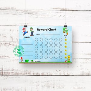 Mario Reward Chart for Kids, Combination Deal, Mario, Luigi, Toad ...