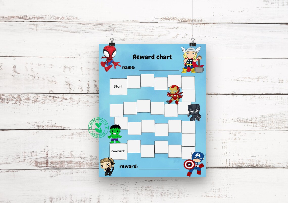 Superhero Reward Chart for Kids Behaviour Chart Habit - Etsy