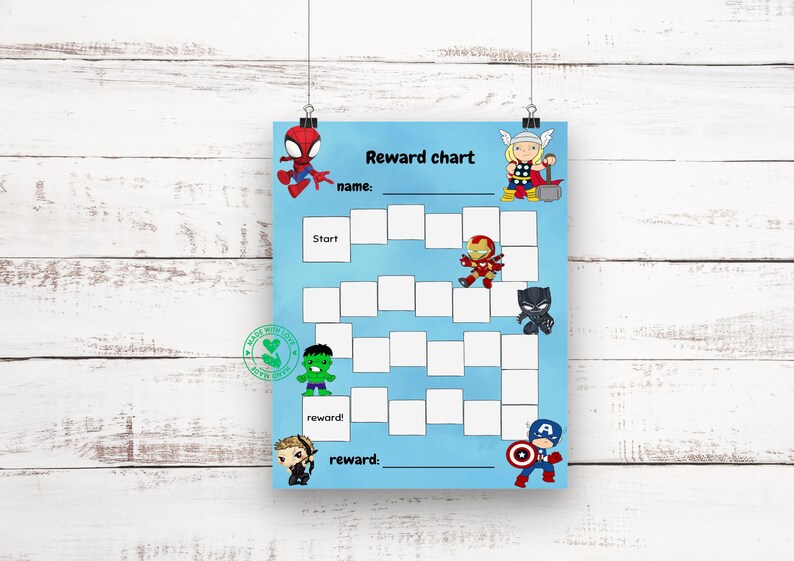 Superhero Reward Chart for Kids, Behaviour Chart, Habit Tracker, Super ...