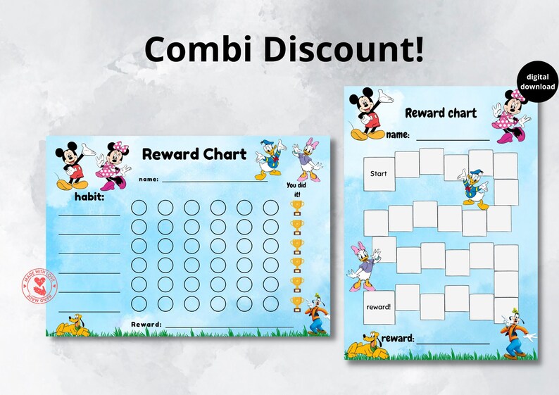Mickey Mouse Reward Chart for Kids, Minnie Mouse, Donald Duck ...