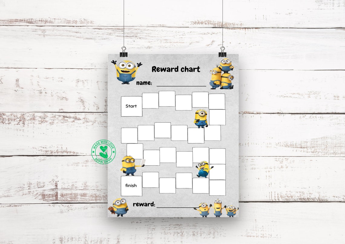 Minions Reward Charts for Kids, Despicable Me, Behaviour Chart, Habit ...