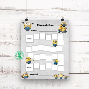 Minions Reward Charts for Kids, Despicable Me, Behaviour Chart, Habit ...