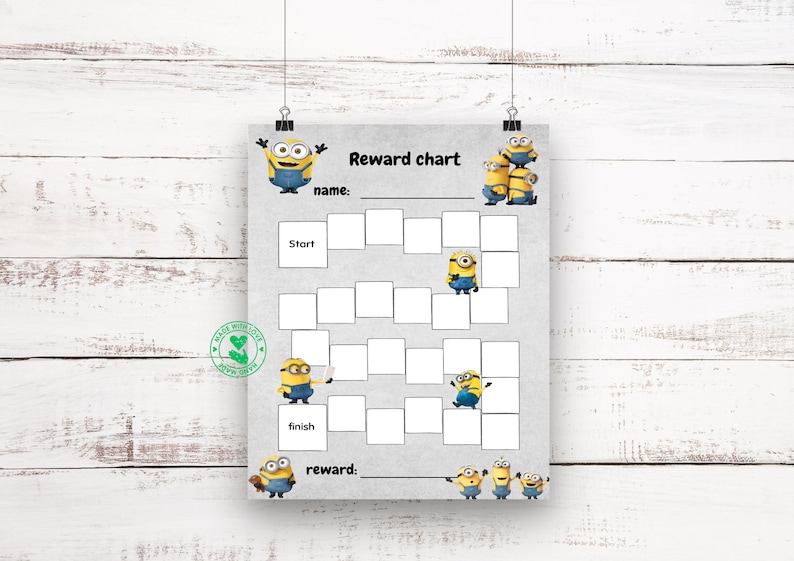 Minions Reward Charts for Kids, Despicable Me, Behaviour Chart, Habit ...