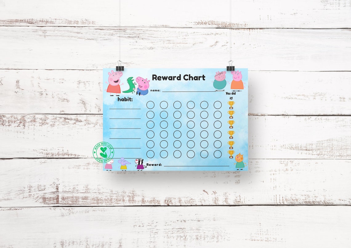 Peppa Pig Reward Chart for Kids, Behaviour Chart, Habit Tracker ...