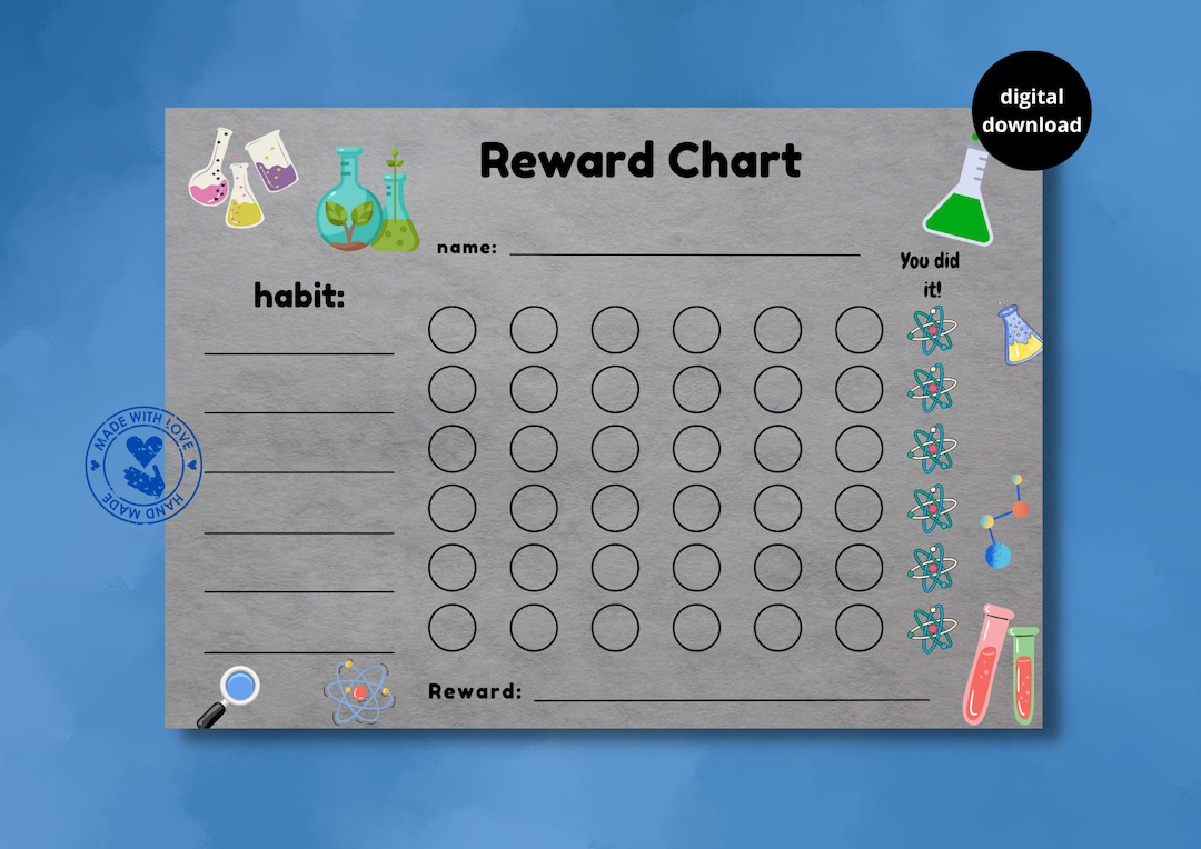 Science Reward Chart for Kids, Habit Tracker, Behaviour Chart, Biology ...