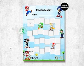 Sonic the Hedgehog Reward Chart for Kids, Tails, Sonic, Behaviour Chart ...