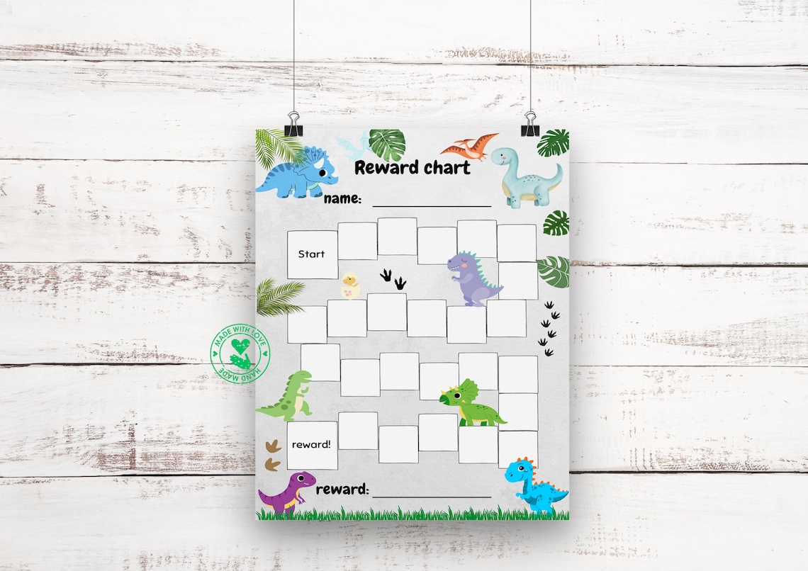 Dino Reward Chart for Kids, T-rex, Dinosaur Habit Tracker, Behaviour ...