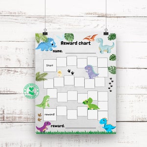 Dino Reward Chart for Kids, T-rex, Dinosaur Habit Tracker, Behaviour ...