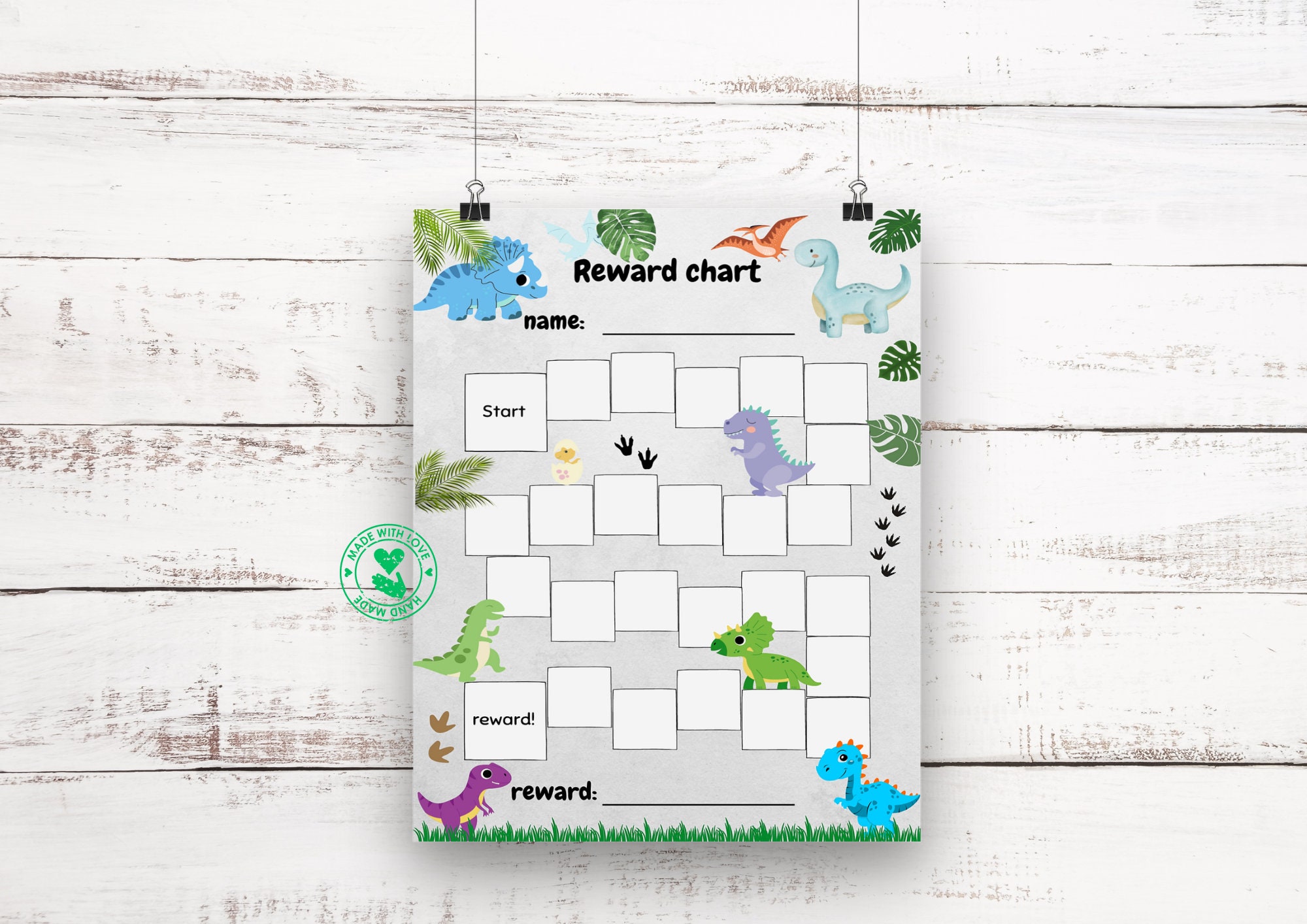 Dino Reward Chart for Kids, T-rex, Dinosaur Habit Tracker, Behaviour ...