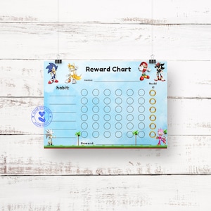 Sonic the Hedgehog Reward Chart for Kids, Tails, Sonic, Behaviour Chart ...