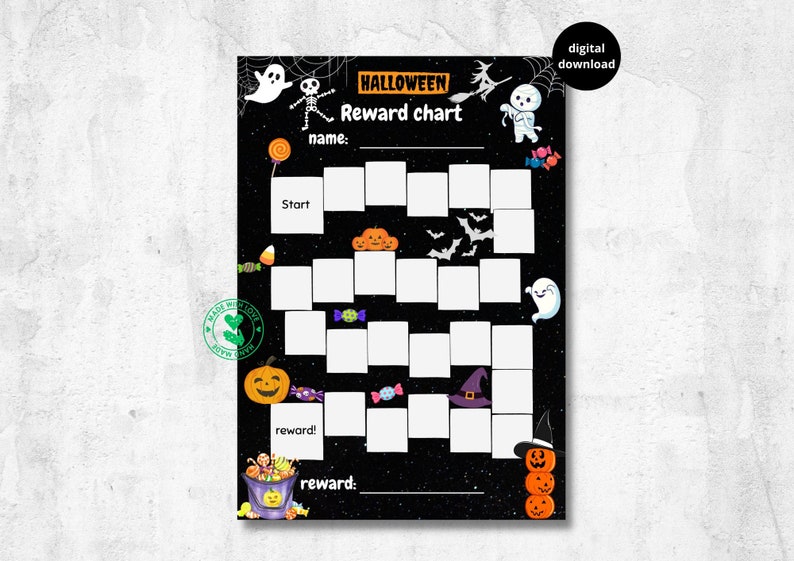Halloween Reward Chart for Kids Spooky Reward Chart Scary - Etsy