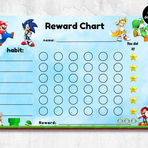 Mario and sonic reward chart for kids sonic the hedgehog - Etsy Österreich