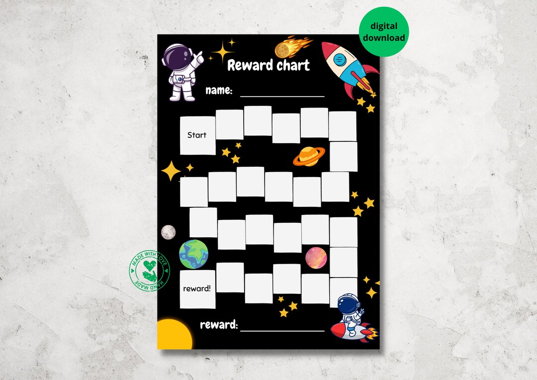 Space Reward Chart for Kids, Astronaut, Space Man, Planets, Habit ...