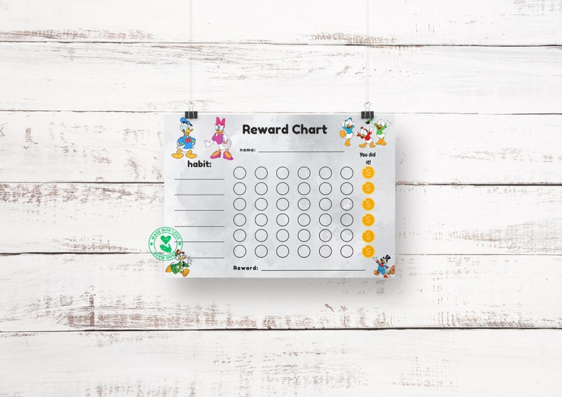 Donald Duck Reward Chart for Kids, Daisy Duck, Ducktales, Behaviour ...
