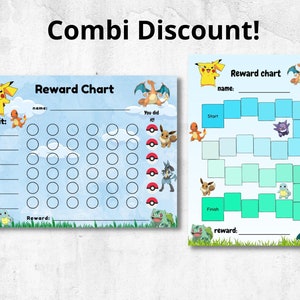 Pokémon Reward Chart for Kids, Combination Deal, Behaviour Chart, Habit ...