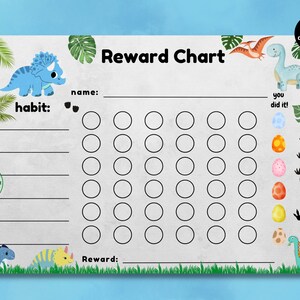 Dino Reward Chart for Kids, T-rex, Dinosaur, Habit Tracker, Behaviour ...