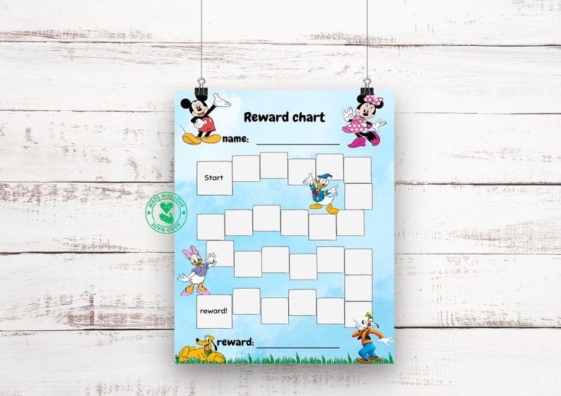 Mickey Mouse Reward Chart for Kids, Minnie Mouse, Donald Duck ...