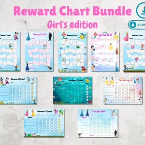 Reward Chart Bundle for Girls, Princess, Little Mermaid, Teacher Reward ...