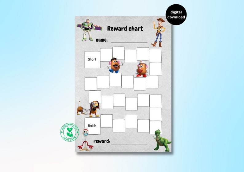 Toy Story Movie Reward Chart for Kids Behaviour Chart Habit - Etsy