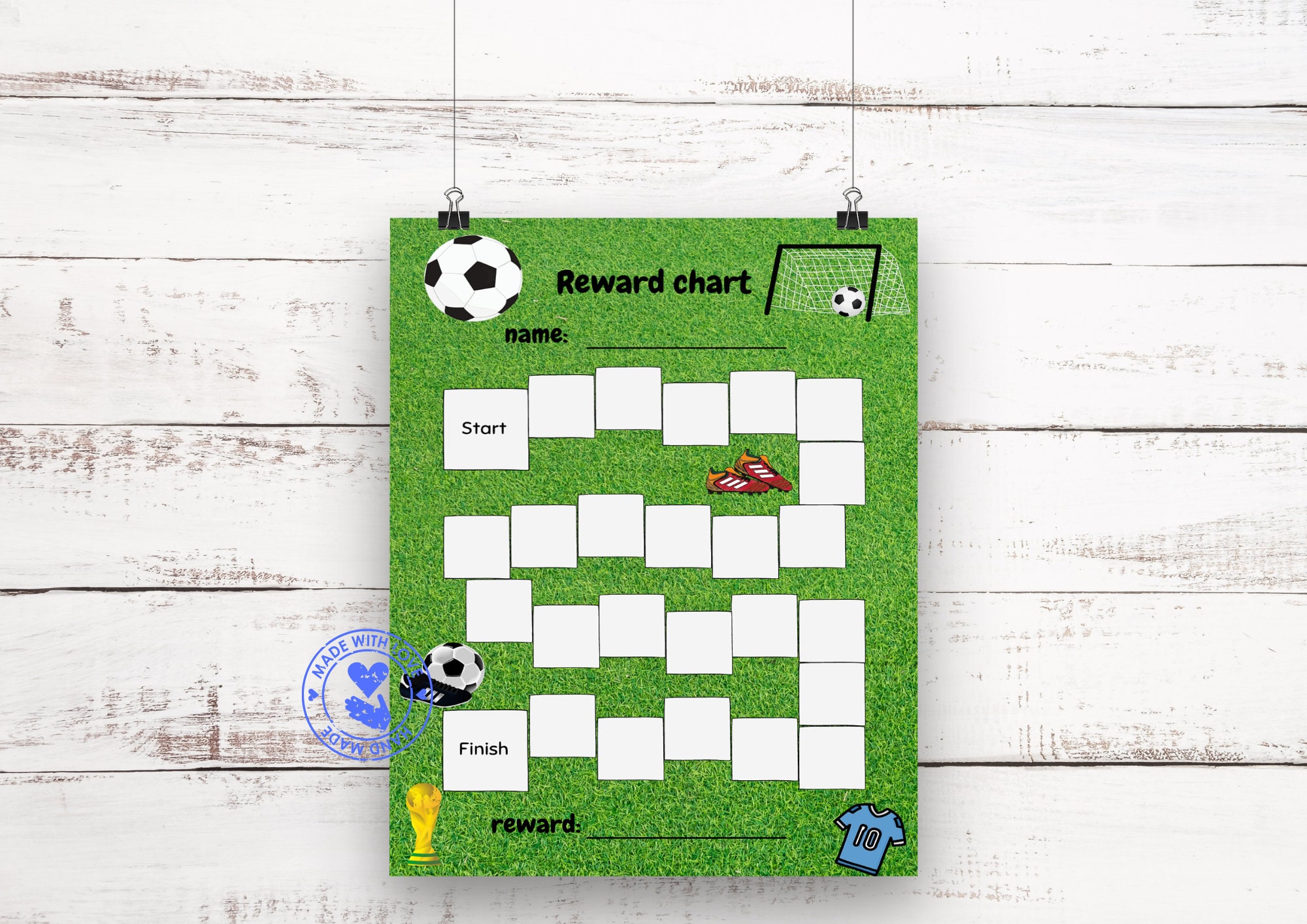 Football Reward Chart for Kids, Soccer, Habit Tracker, Behaviour Chart ...