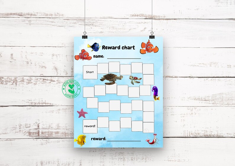 Finding Nemo Movie Reward Chart for Kids Digital Printable - Etsy