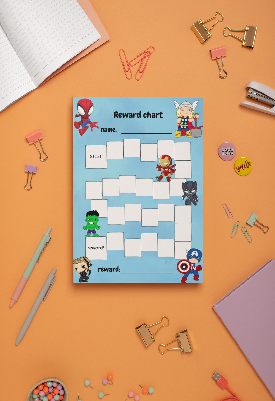 Superhero Reward Chart for Kids, Behaviour Chart, Habit Tracker, Super ...