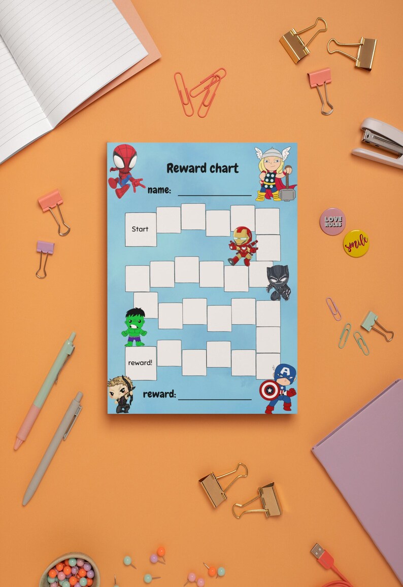 Superhero Reward Chart for Kids, Behaviour Chart, Habit Tracker, Super ...