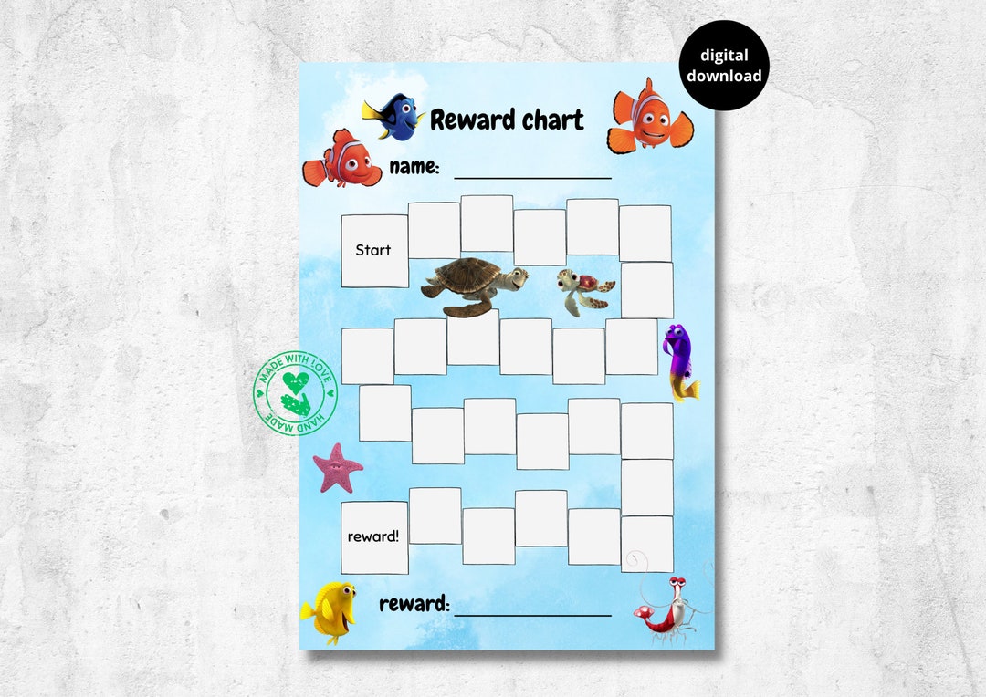 Finding Nemo Reward Chart for Kids, Nemo, Marlin, Dory, Finding Dory, Behaviour Chart, Habit ...