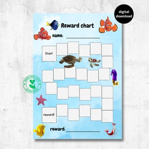 Finding Nemo Reward Chart for Kids, Nemo, Marlin, Dory, Finding Dory ...