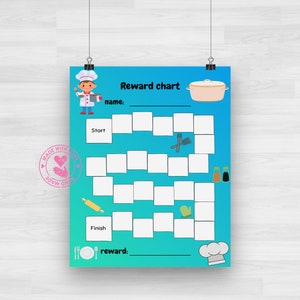 Cooking Reward Chart for Kids, Behaviour Chart, Habit Tracker, Chef ...