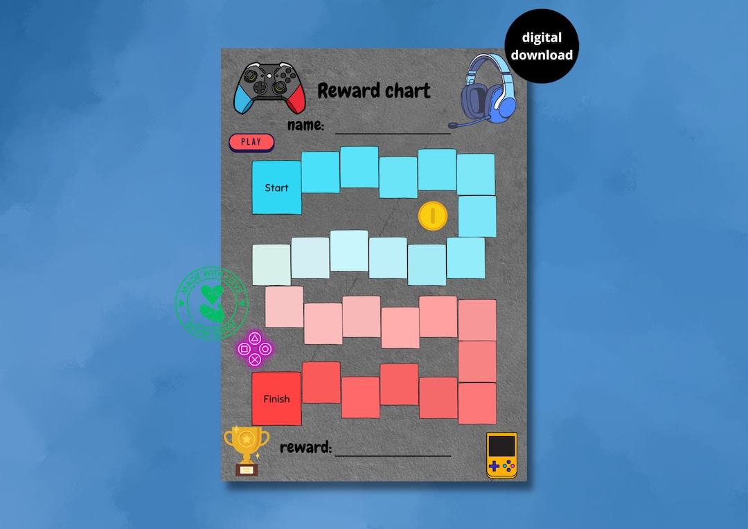 Gaming Reward Chart, Behaviour Tracker, Habit Tracker, Playstation ...