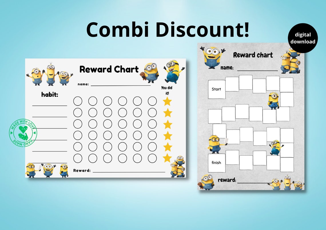 Minions Reward Charts for Kids, Despicable Me, Behaviour Chart, Habit ...