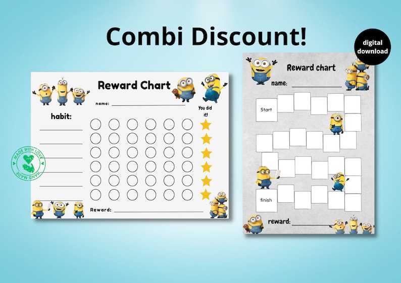 Minions Reward Charts for Kids, Despicable Me, Behaviour Chart, Habit ...