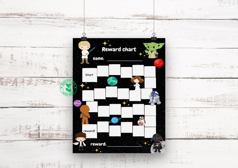 Star Wars Reward Chart for Kids Yoda Luke Skywalker - Etsy Australia