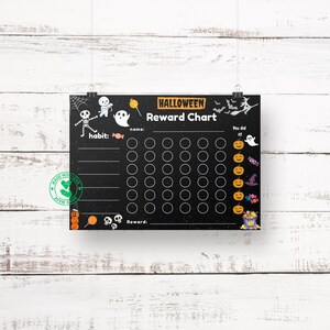 Halloween Reward Chart for Kids, Scary Chart, Habit Tracker, Behaviour ...
