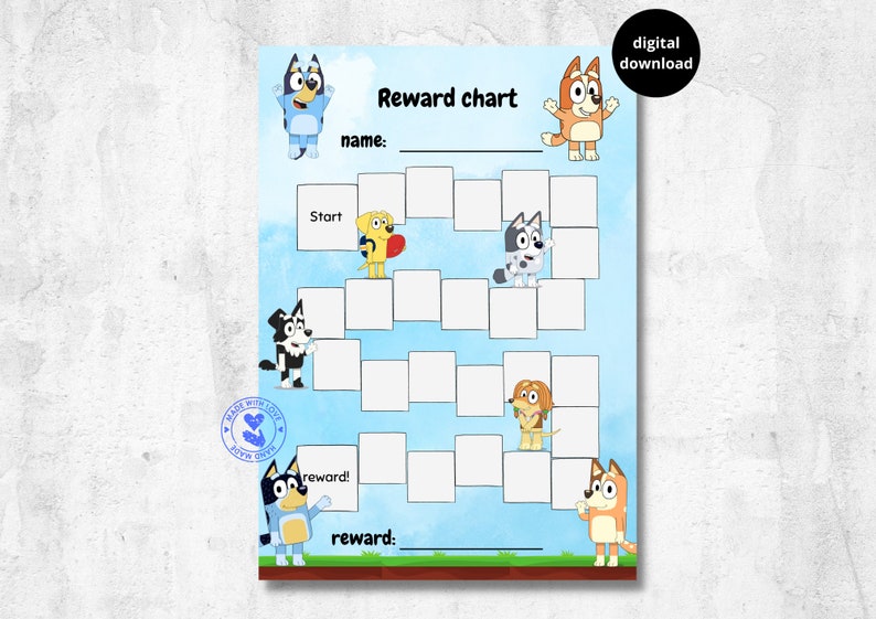 Bluey Reward Chart for Kids Potty Chart Habit Tracker - Etsy