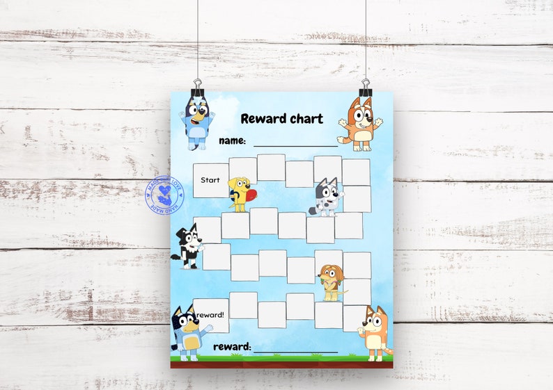 Bluey Reward Chart for Kids Potty Chart Habit Tracker - Etsy