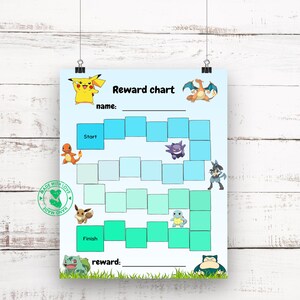 Pokémon Reward Chart for Kids, Combination Deal, Behaviour Chart, Habit ...