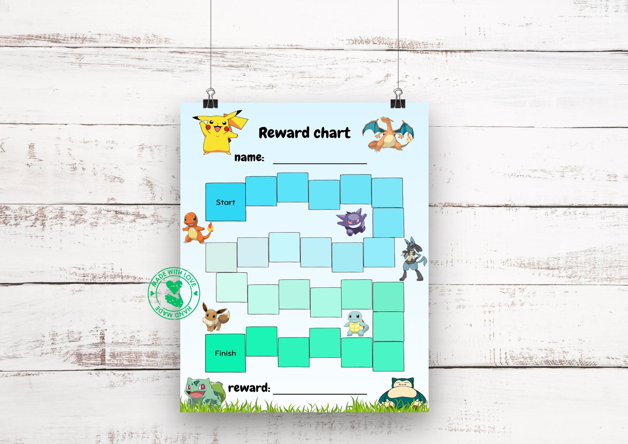 Pokémon Reward Chart for Kids, Combination Deal, Behaviour Chart, Habit ...