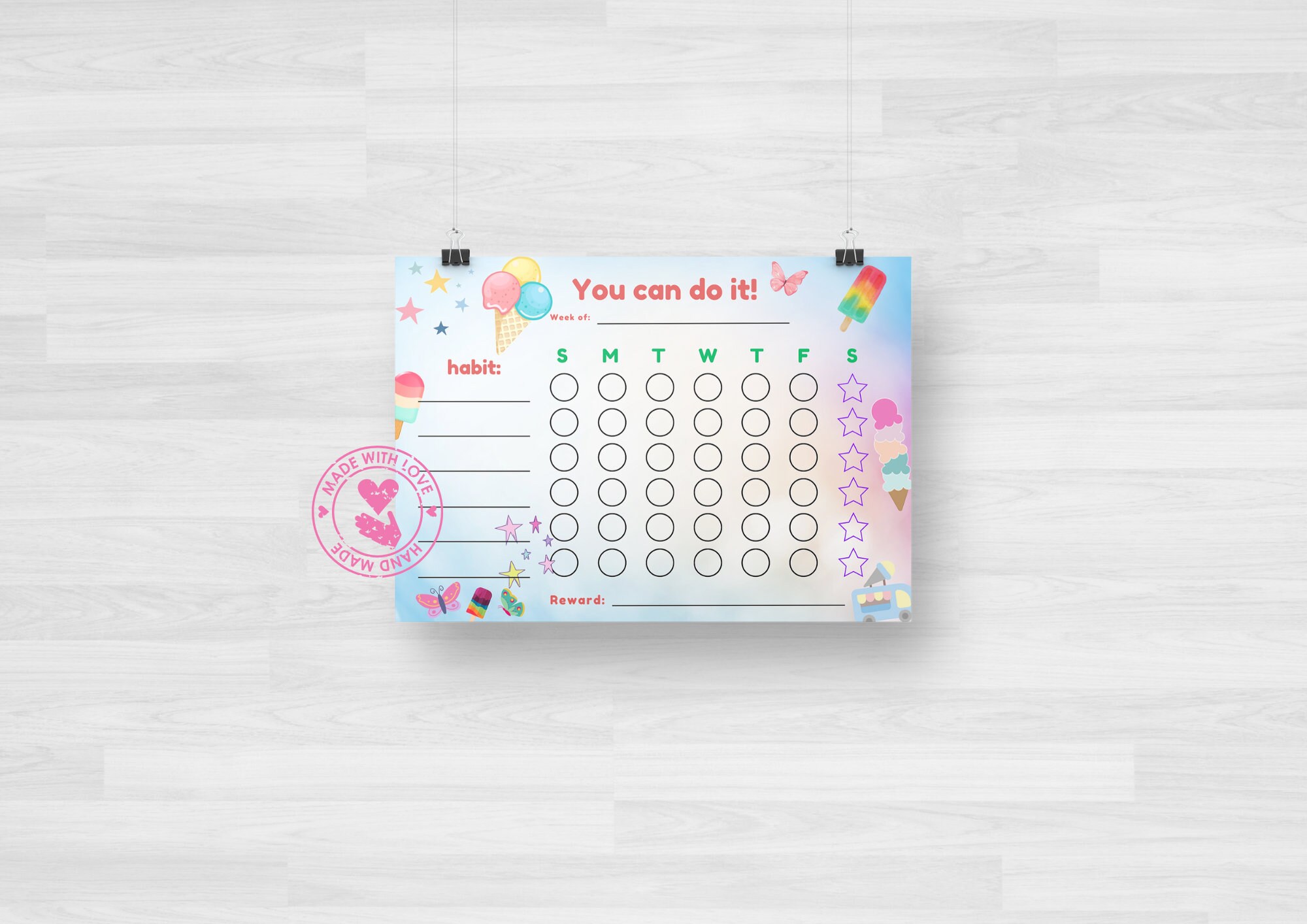 Ice Cream Reward Chart for Kids, Behaviour Chart, Habit Tracker ...