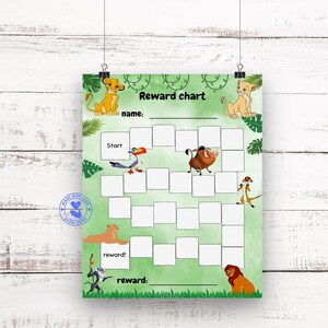 Lion King Reward Chart for Kids, Jungle Reward Chart, Simba, Musafa ...