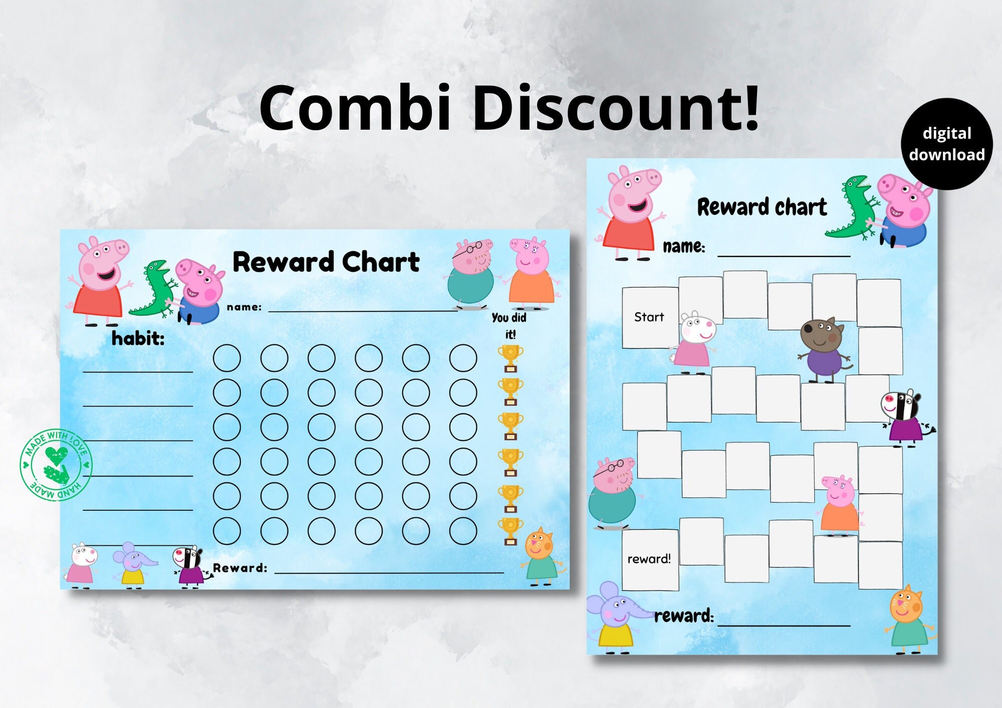 Peppa Pig Reward Chart for Kids, Behaviour Chart, Habit Tracker ...