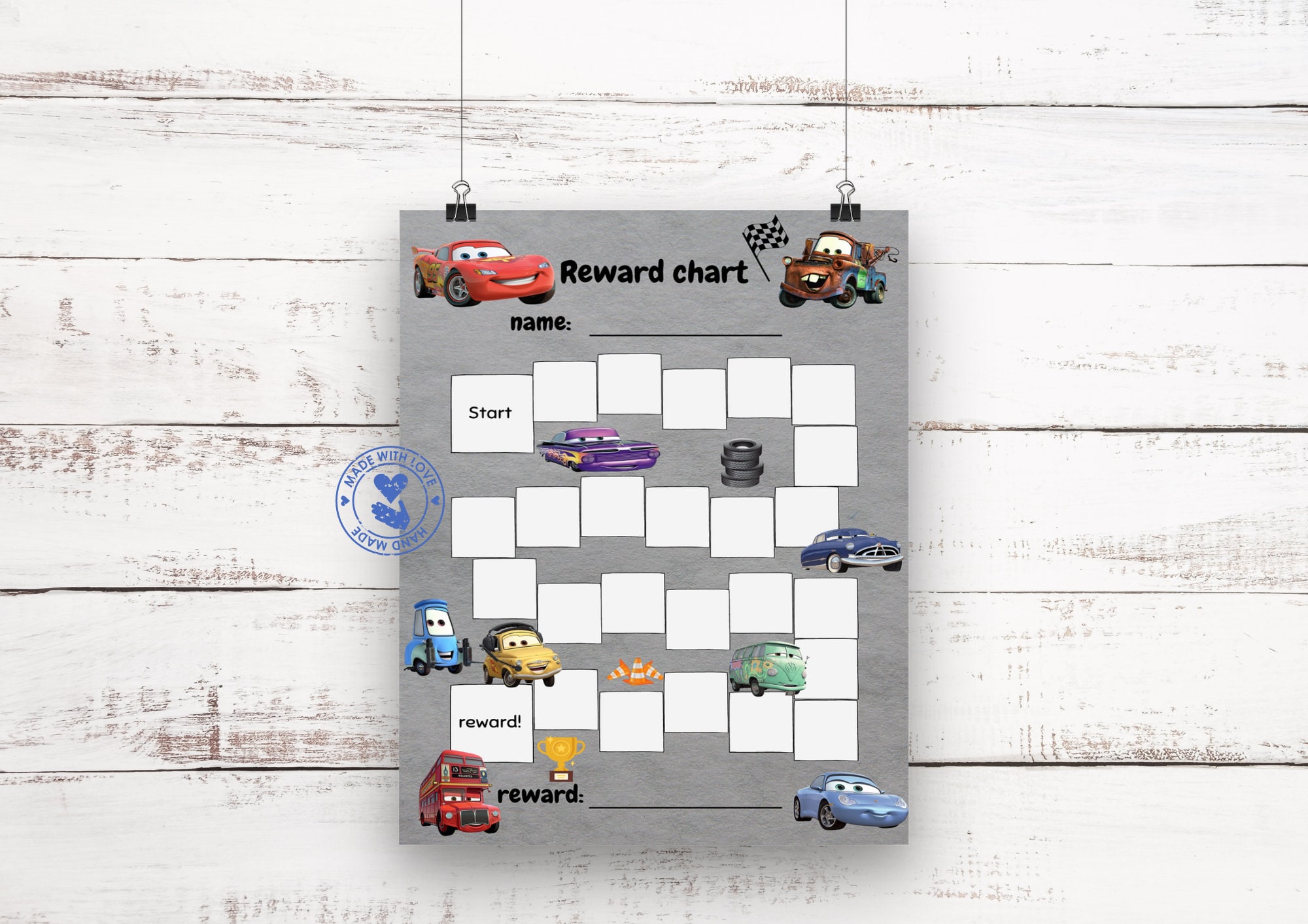 Cars Movie Reward Chart for Kids, Combination Deal, Discount, Mater ...