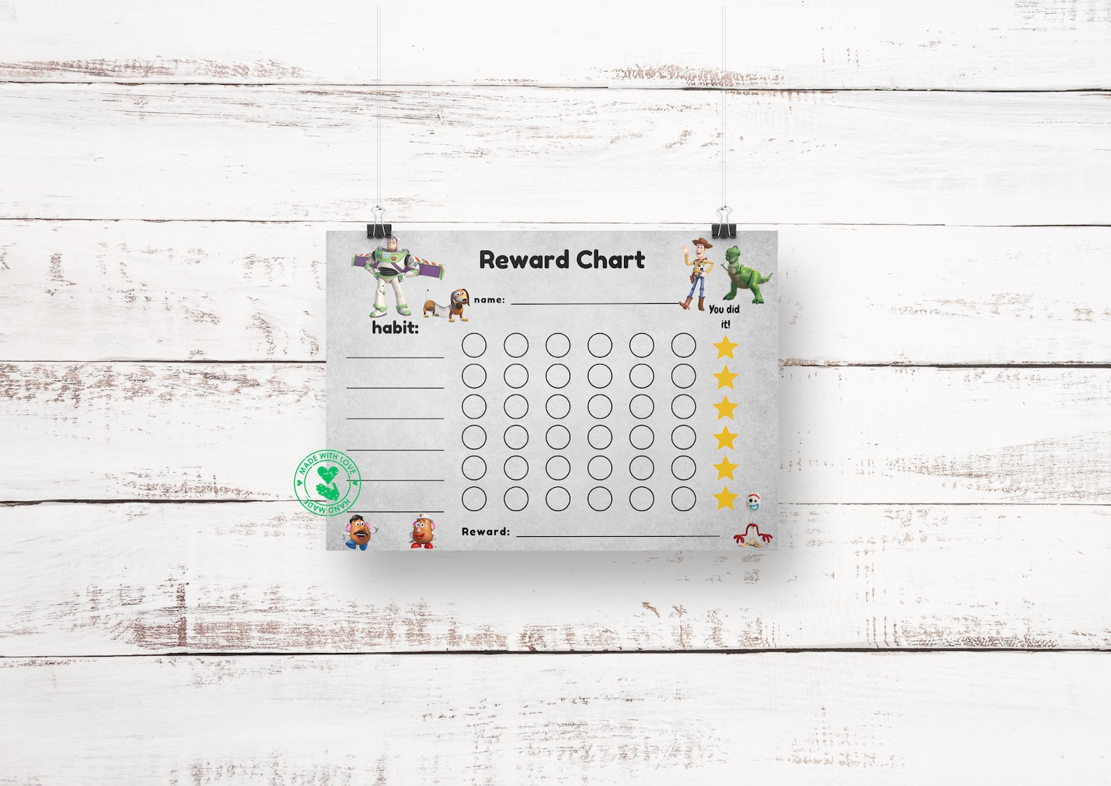 Toy Story Reward Chart for Kids Habit Tracker Behaviour - Etsy