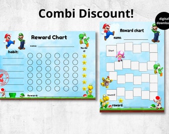 Mario Reward Chart for Kids, Mario Bros, Luigi, Yoshi, Behaviour Chart ...