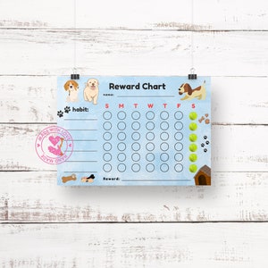 Dog Themed Reward Chart for Kids, Habit Tracker, Behaviour Chart, Fun ...